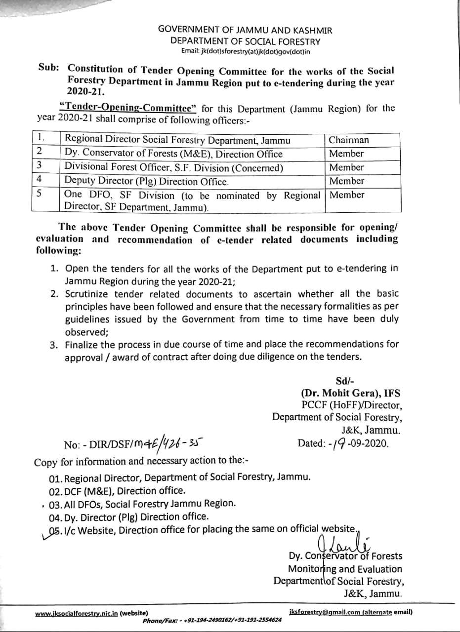 Department of Social Forestry J&K