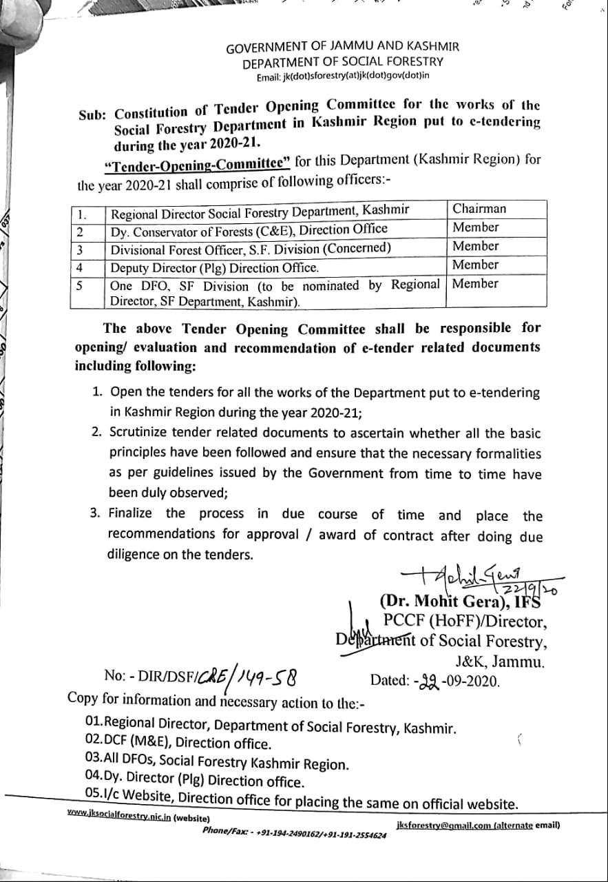 Department of Social Forestry J&K